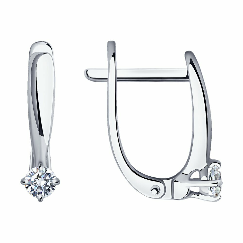 Серьги, белое золото, 585 проба, бриллиант выращенный