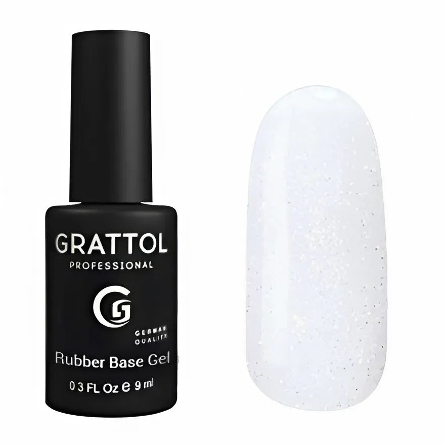 Grattol Rubber Base Glitter NO HEMA 2 - База камуфлирующая c глиттером, 9 ml