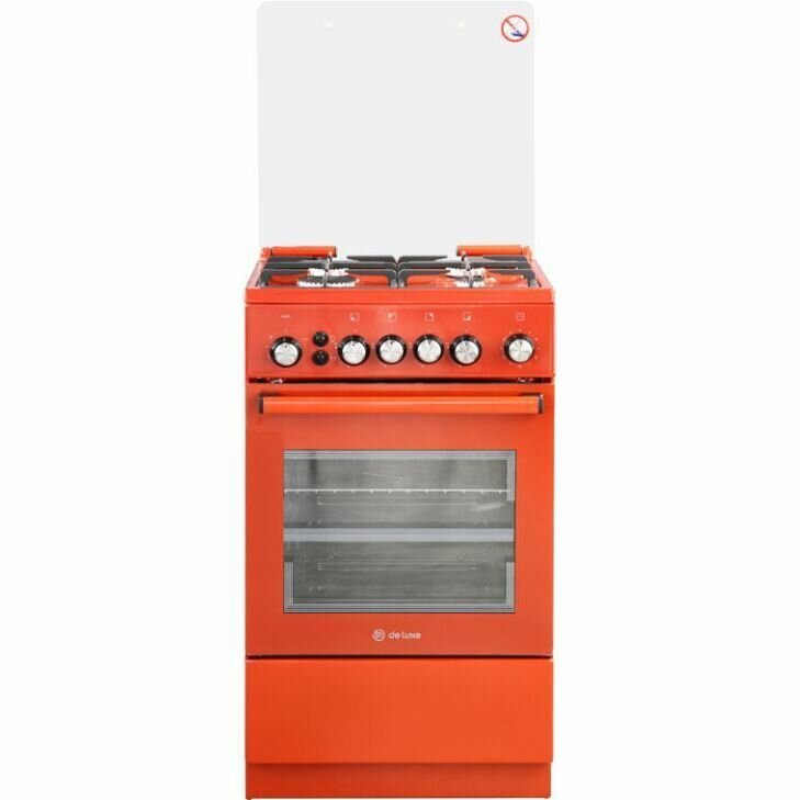Плита De Luxe 5040.40г (кр) ЧР-017 терракотовый (стеклянная крышка) реш. чугун