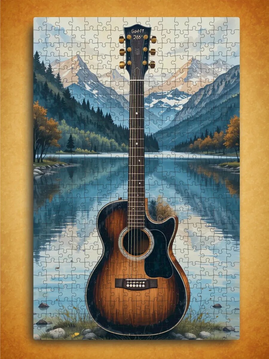 Деревянный пазл в подарок "Гитара"