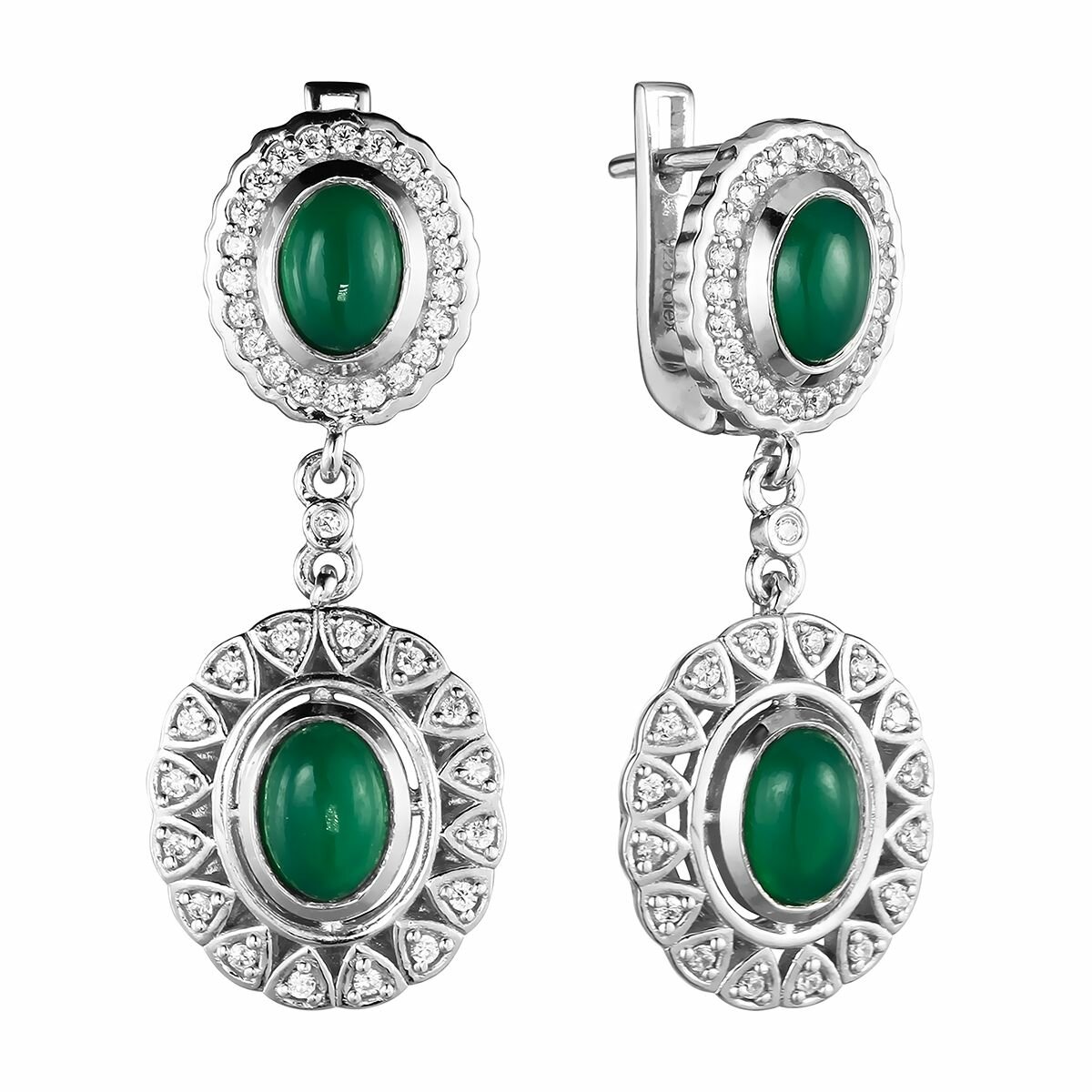 Серьги, серебро, 925 проба, родирование, фианит