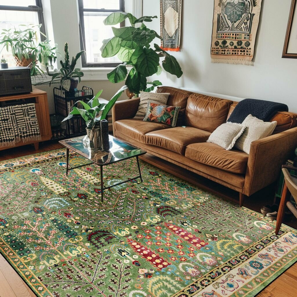 Ковер "Кашемировой хлопок", абстрактный рисунок, цвет коричнево-зелёный, 2.3x1.6 м