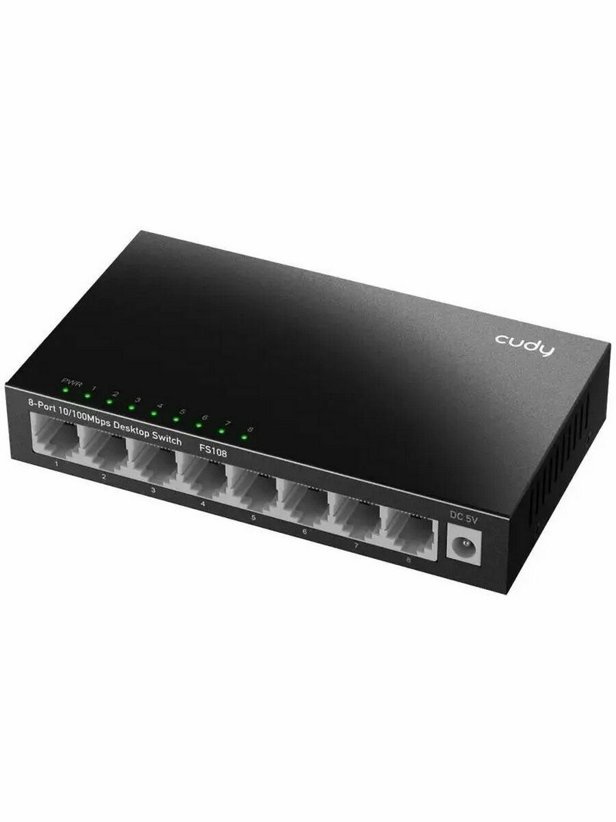Коммутатор CUDY FS108 8 портов (8x100Mbs, неуправляемый, настенный, настольный, L2, корпус-металл) (FS108)