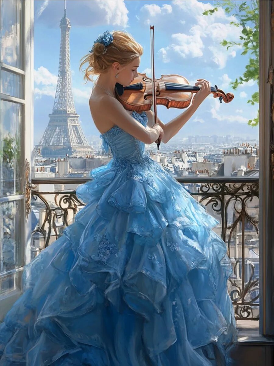 Картина по номерам девушка Франция 40х50