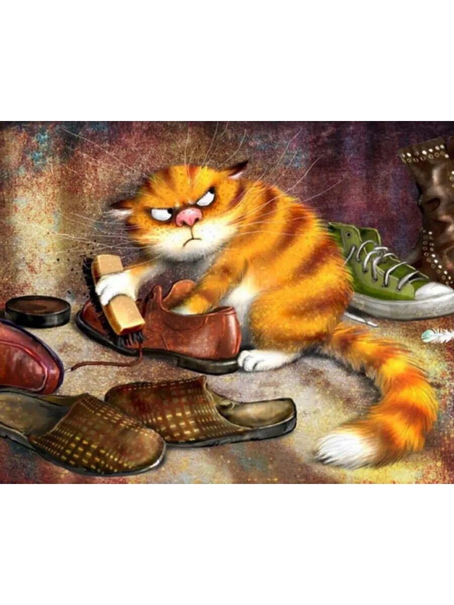 Картина по номерам недовольный кот 40х50