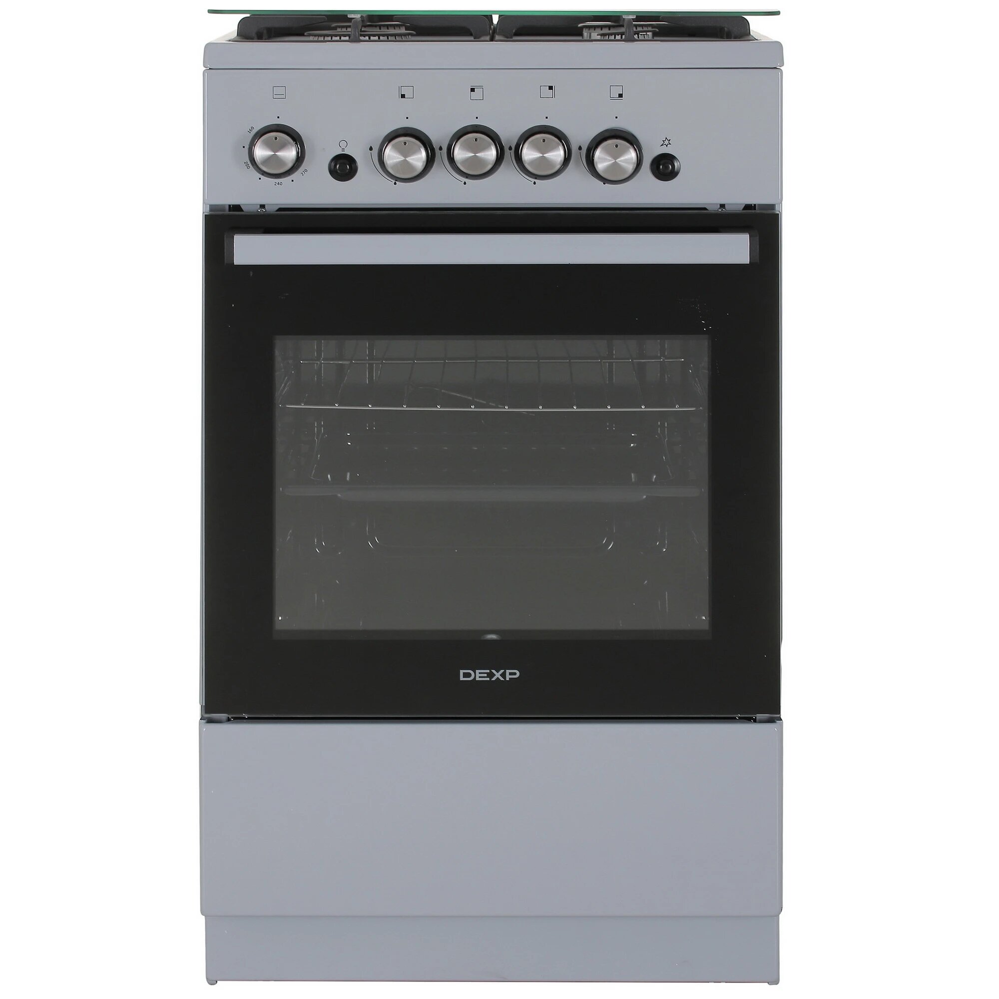 Газовая плита DEXP G25-1G, цвет серый, 4 конфорки, 43л, эмалированная рабочая поверхность