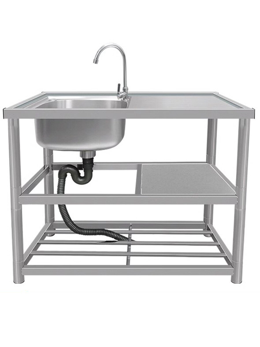 Кухонная мойка, стол из нержавеющей стали С краном горячей и холодной воды, Уличная походная раковина