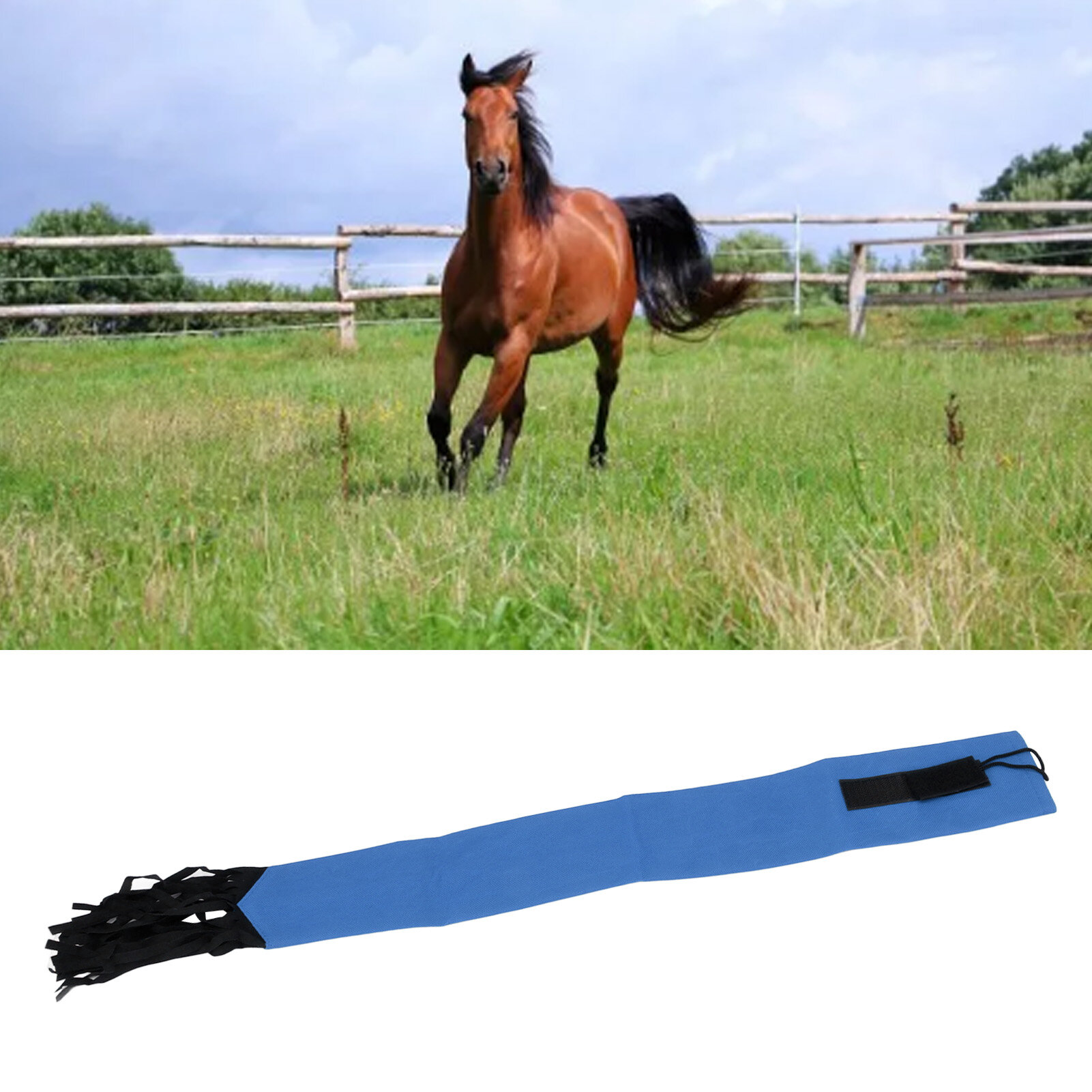 Защитная сумка для конского хвоста, нетканый материал, защита для конского хвоста с бахромой и петлей, синий дизайн