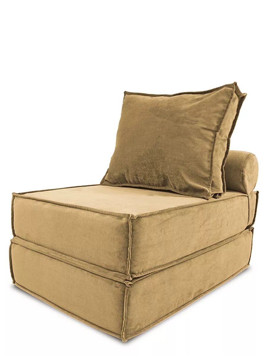 Компактная раскладная кресло кровать "Velvet Edge Cream" со съемными чехлами, PUFF SPB, 40(20)x70x100(200)см