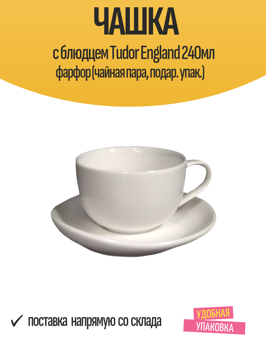 Чашка с блюдцем Tudor England 240мл фарфор (чайная пара, подар. упак.)