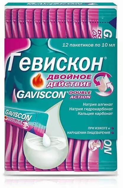 Гевискон Двойное Действие, суспензия (мята), саше 10 мл, 12 шт.