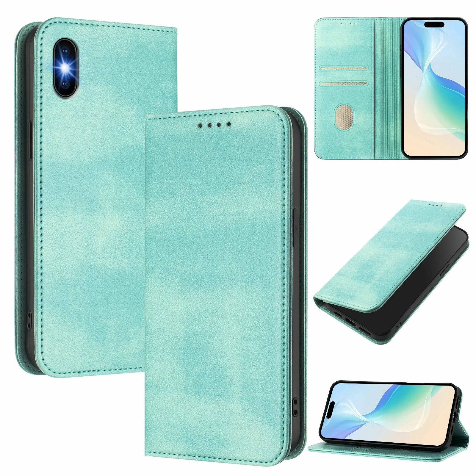 Кожаный чехол-книжка для Apple iPhone XS Max ( Айфон ХС Макс) с отделениями для карт и кошельком, Функция блокировки RFID