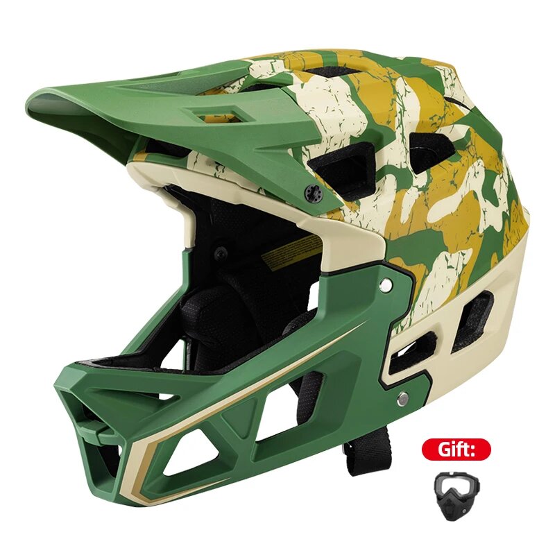 CHINION велосипедный шлем ZL-B068 полнолицевой черный/черный, Green-T Goggle, M 55-58cm