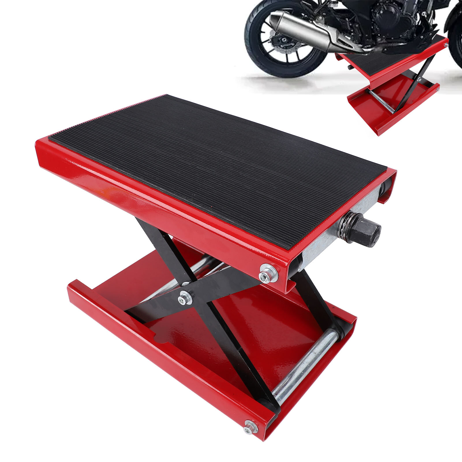 Подъемник ножничный для мотоцикла 3,35 - 13,39 дюймов, регулируемая высота, складная, грузоподъемность 500 кг, подставка для домкрата мотоцикла