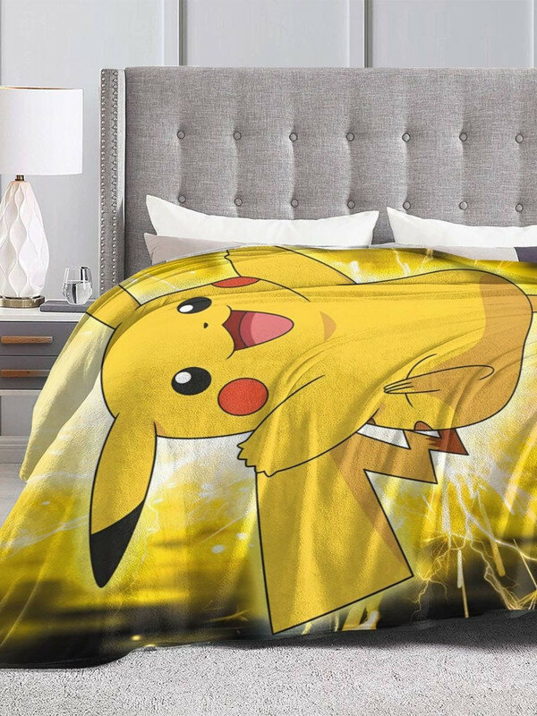 Плед с фотопринтом, пончо Pokemon Пледы Покемон , Фланель, 125 см х 100 см