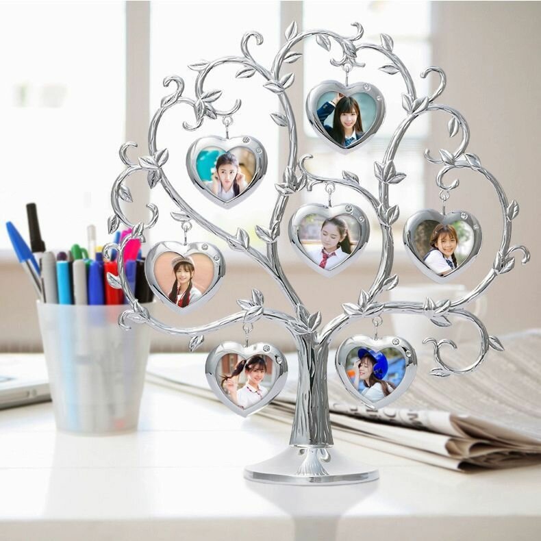 Фоторамка металлическая настольная "Семейное дерево" на 7 фото