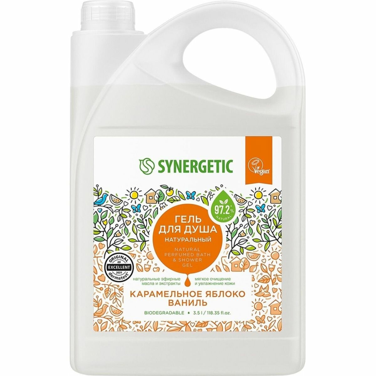Гель для душа Synergetic Карамельное яблоко и ваниль увлажняющий 3.5л, 4шт.