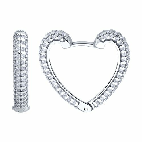 Серьги, серебро, 925 проба, родирование, фианит