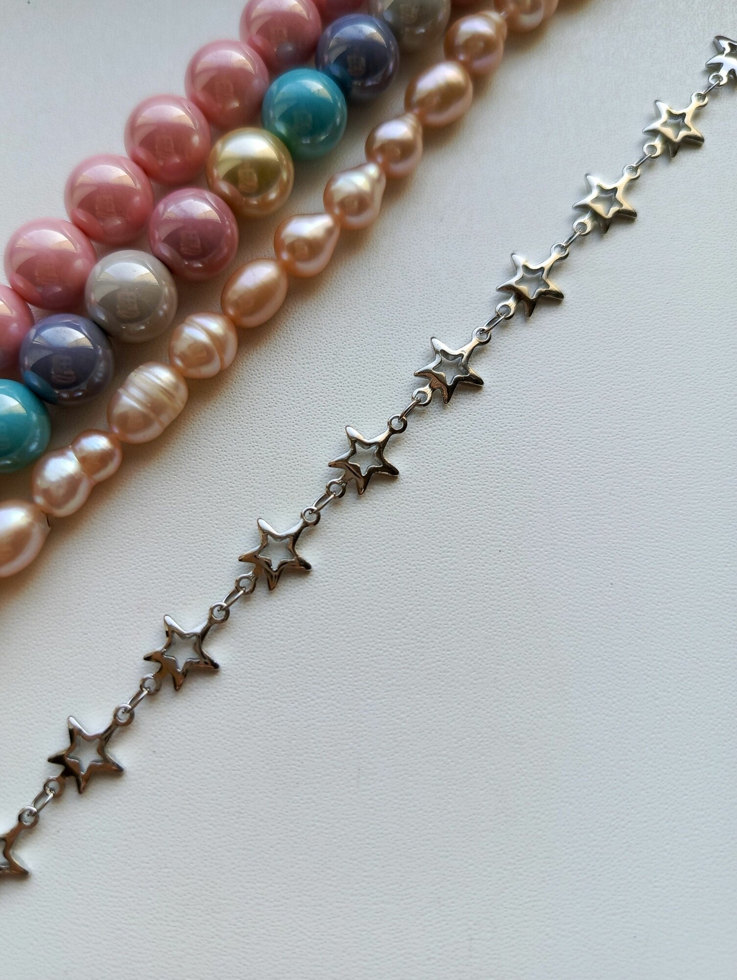 Цепь для рукоделия Звезды. 0.5 м. Латунь, родий. Фурнитура для бижутерии, украшений