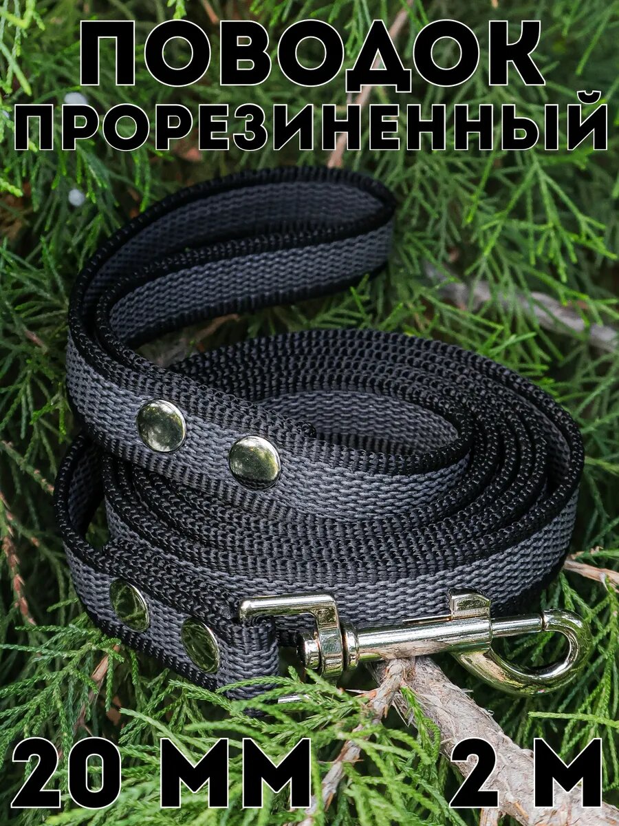 Поводок прорезиненный для средних/крупных пород собак 20мм, 2м DOG JOYS