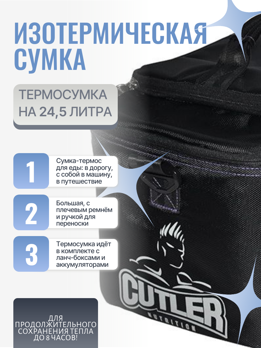 Изотермическая сумка Cutler Nutrition, нейлон/текстиль, 24.5 л, чёрная