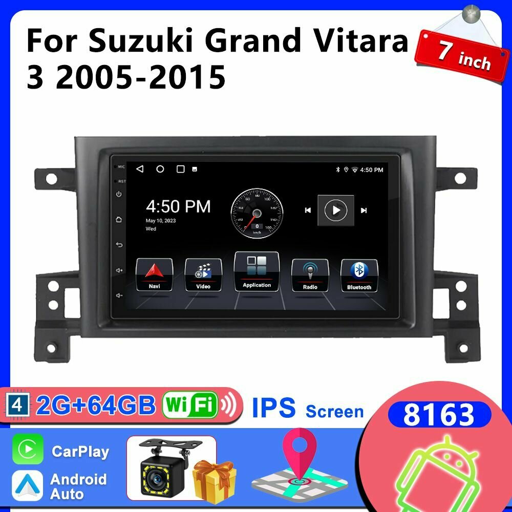 Штатная магнитола Сузуки Гранд Витара/Suzuki Grand Vitara 3 2005-2015 2 DIN-Android Auto-Carplay--Мультимедиа автомабиля Выбрать 7inch - 9inch
