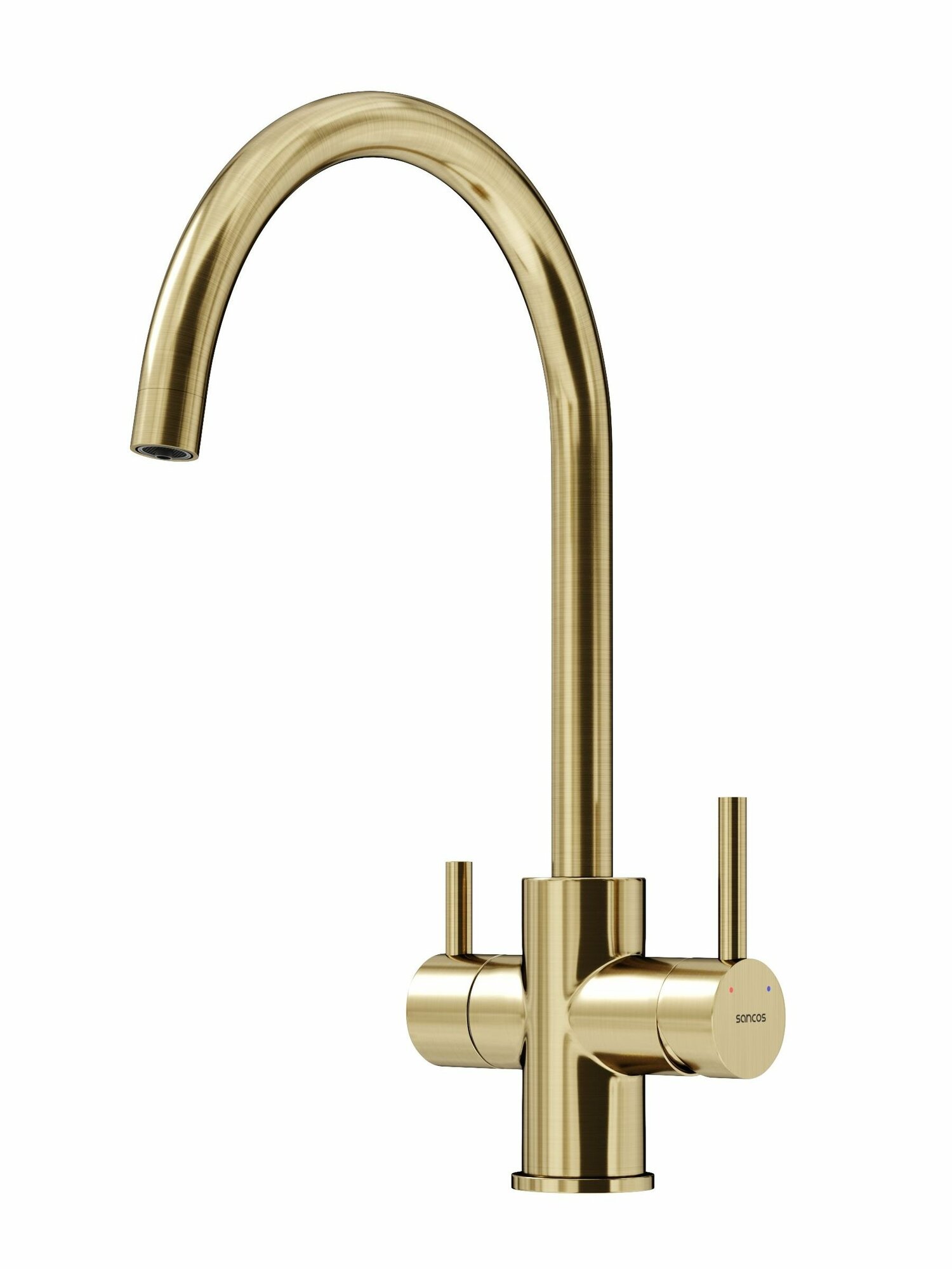 Смеситель для кухни Sancos Taper, с краном под фильтр для питьевой воды, брашированное золото, SC4012BG