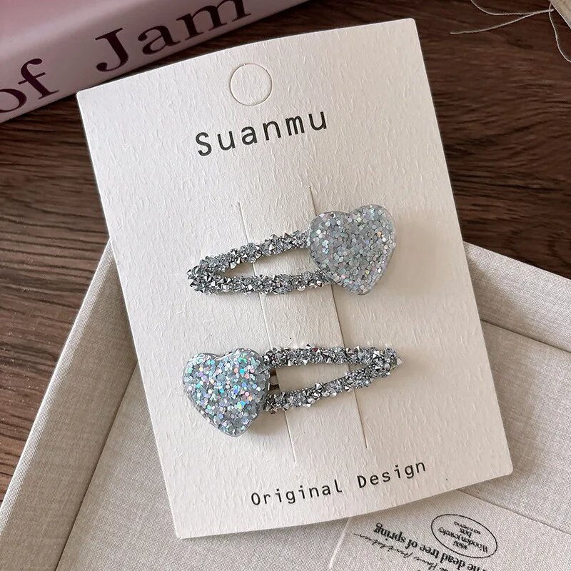 Заколки для волос Suanmu, серебряные, 3-Love hairpin