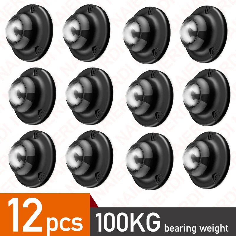 NAIERDI Мебельные ролики 360° 100 кг Black 12pcs