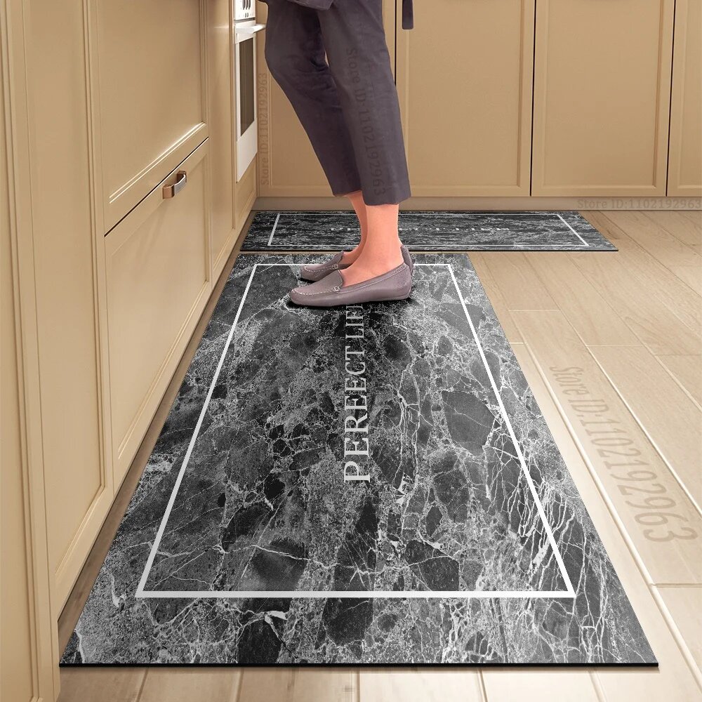 Нескользящий кухонный коврик с кристаллами, бархатные супервпитывающие коврики для спальни, кухни, длинные ковры, коврик для входной двери в ванной комнате 주방바닥매트, 50cmx80cm 1pc, Серый