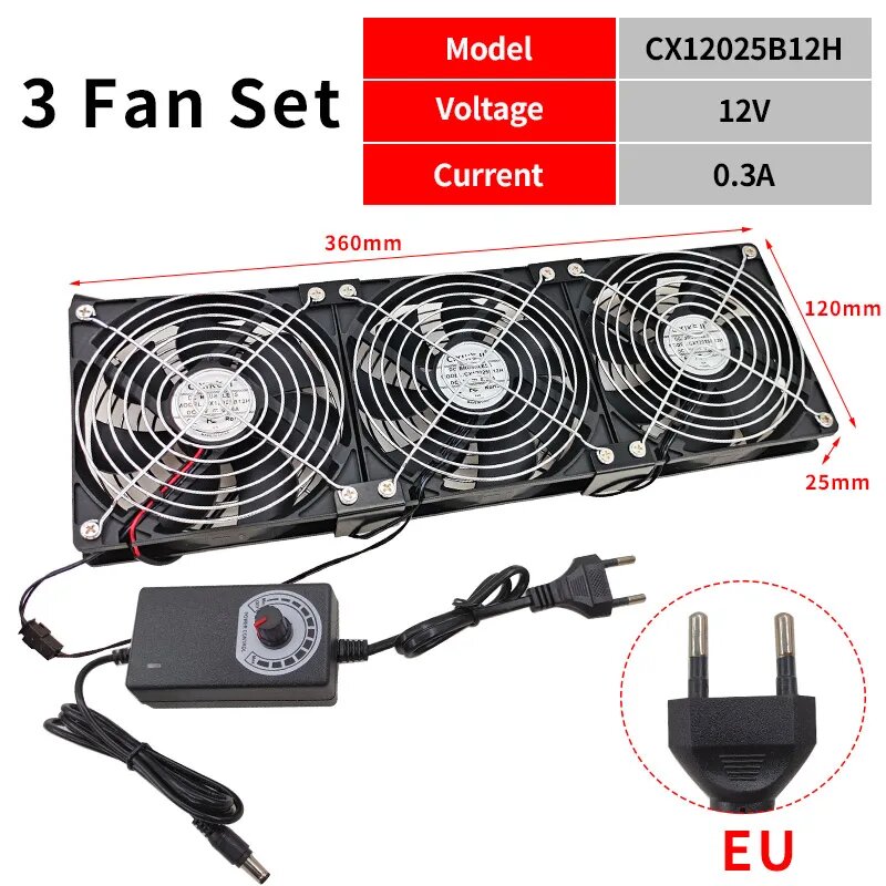 Комплект вентиляторов 3 шт, EU 3 fans set, 360-120MM