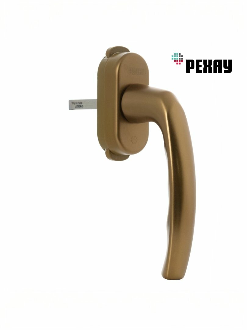 Ручка оконная рехау FREYA для пластиковых окон / для балконной двери / со штифтом VarioFit, золотой