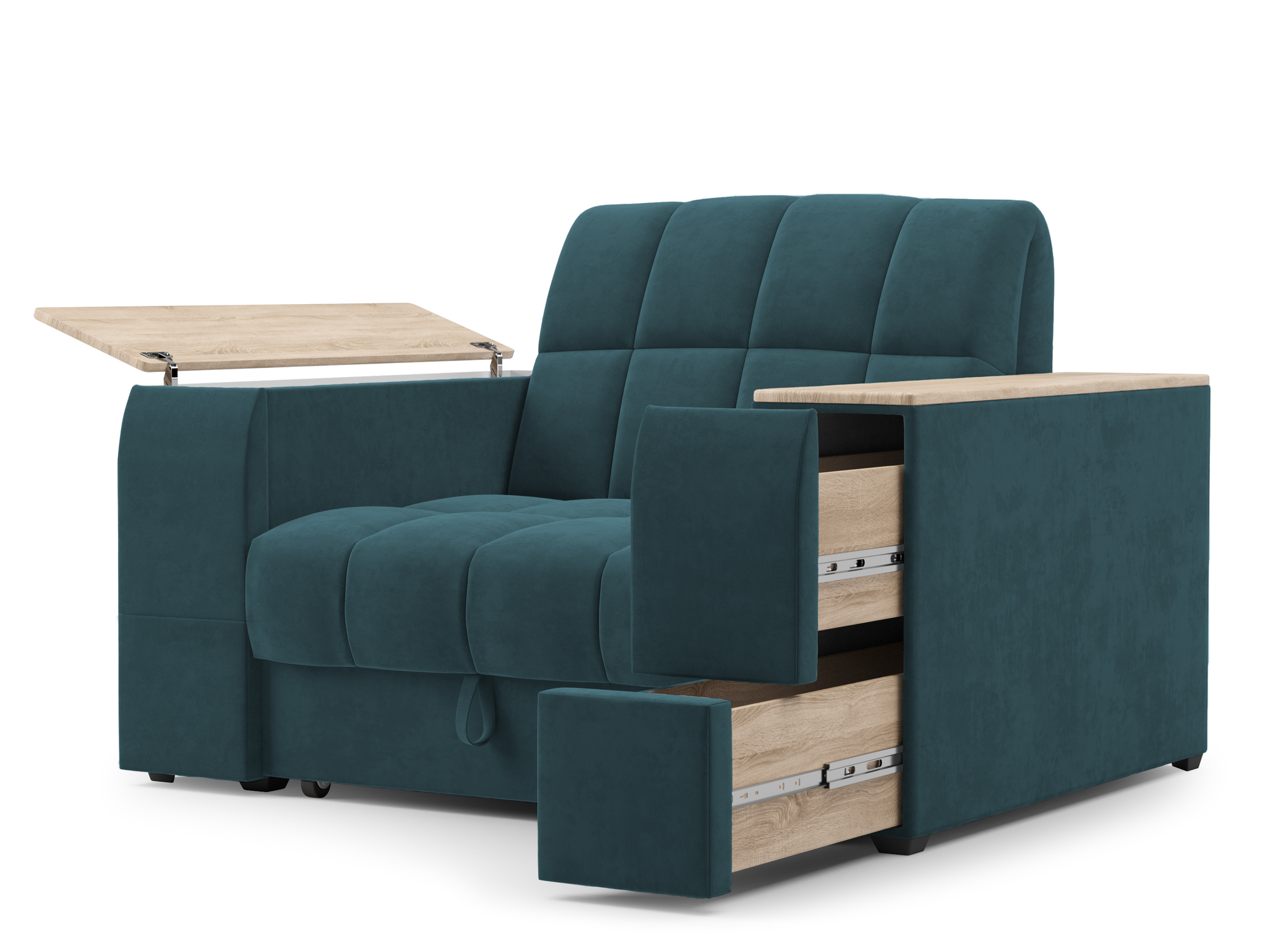 Кресло-кровать Флай, аккордеон, в подлокотниках короб+ящики, 80*200 с ортопедическим основанием, съемный чехол, велюр