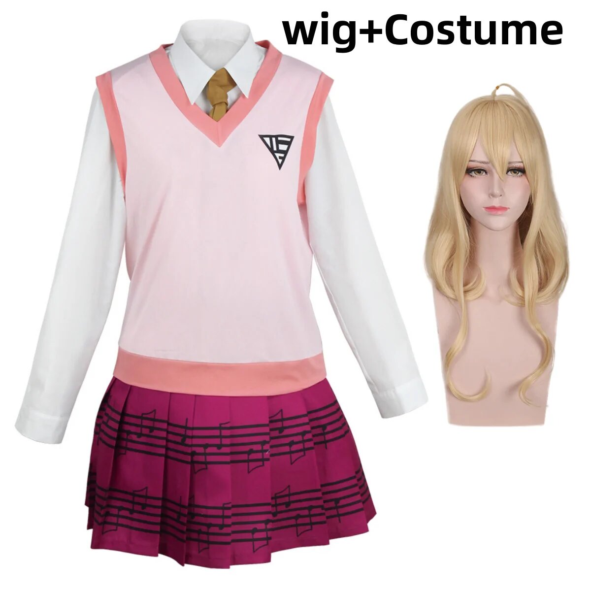 AESMT Косплей костюм Kaede Akamatsu розовый S, suit wig