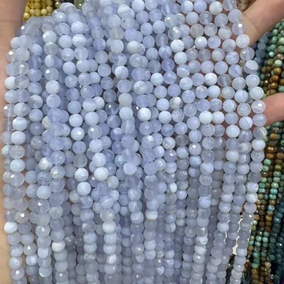 Бусины агата синие, 3 мм, 125 шт.