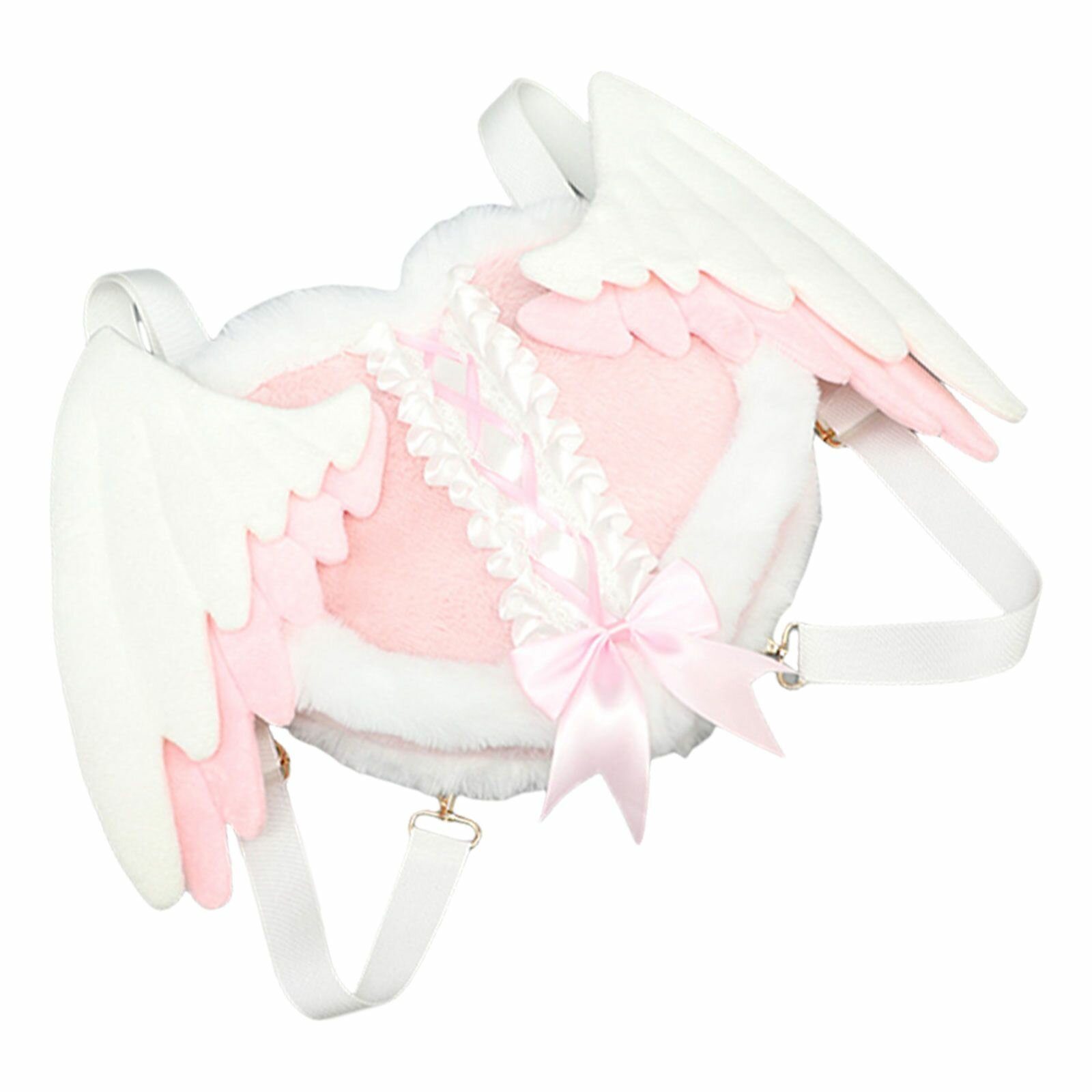 Плюшевая сумка в форме сердца с крыльями ангела для повседневного использования