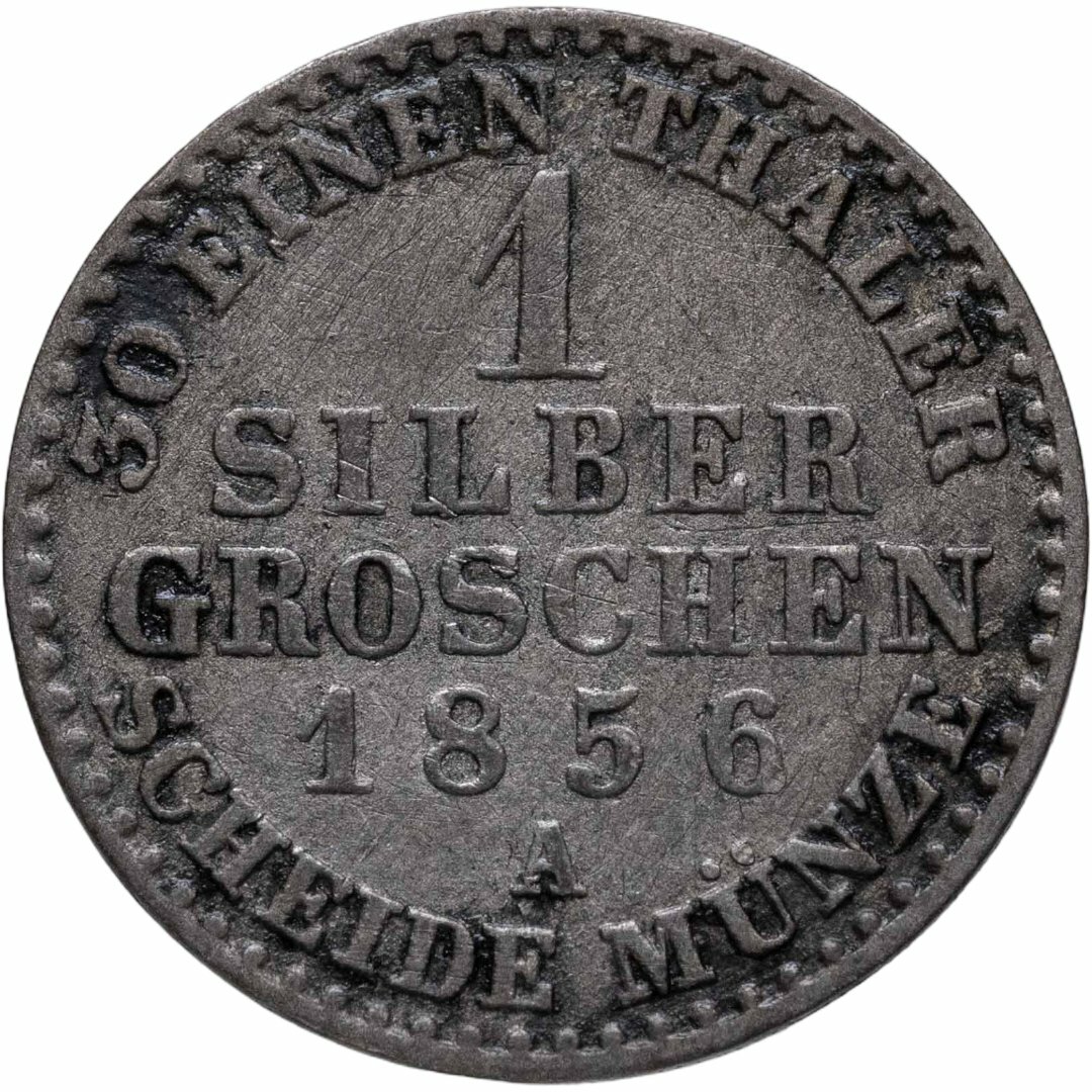 Германия, Пруссия 1 серебряный грош 1856, Серебро 220, в сохранности VF