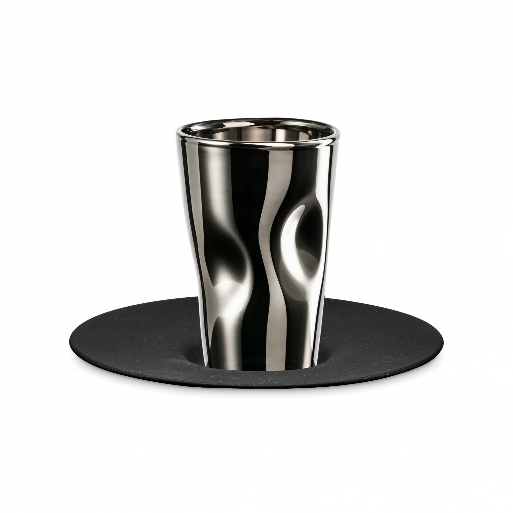 Чашка с блюдцем для эспрессо, 100 мл, цвет-платина/черный 30013211 Unik
