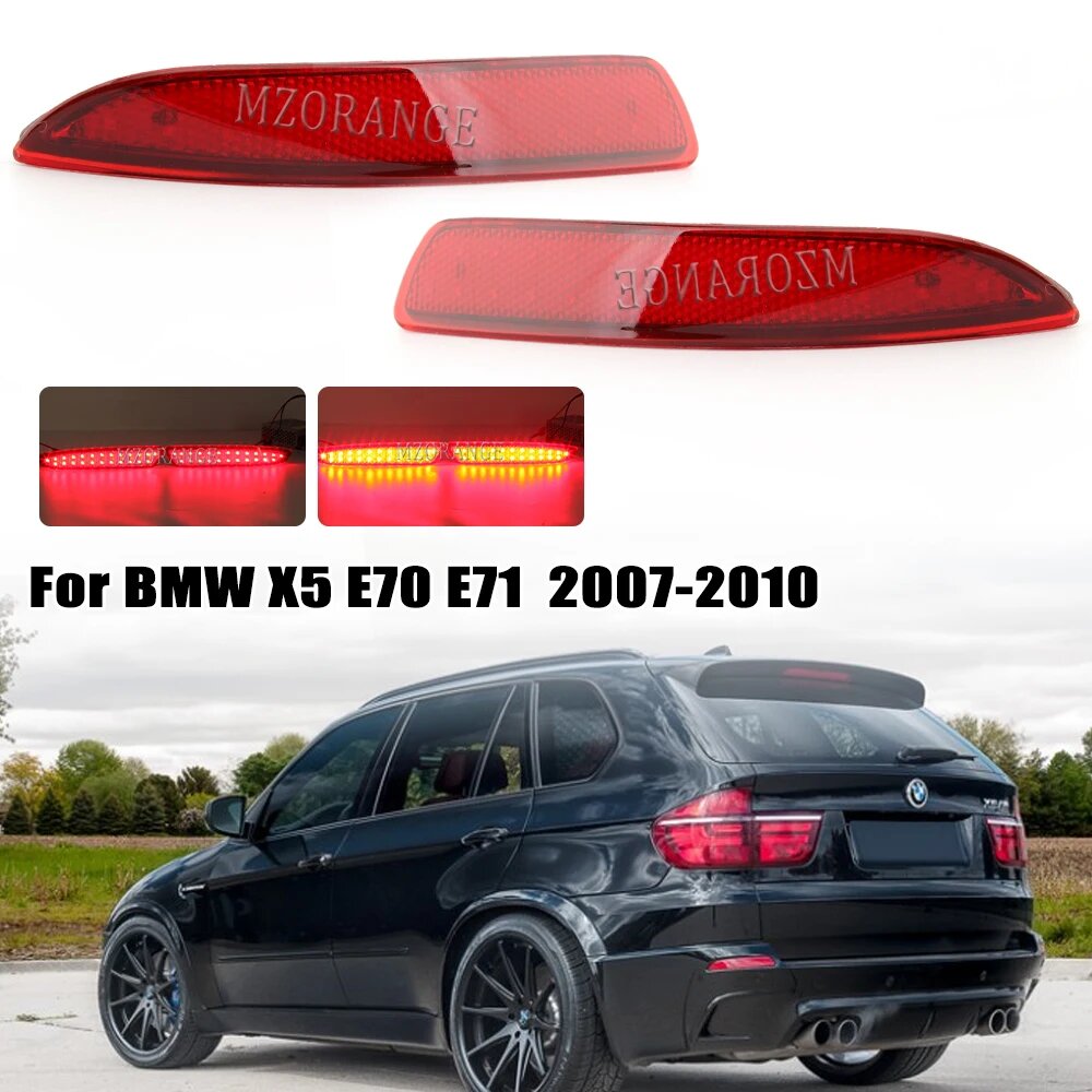 Красный/черный Светодиодный отражатель для заднего бампера, 2 шт, для BMW E70 E71 X5 2007-2013, предупреждающий сигнал заднего хода, поворотный сигнал, светильник туманная фара Red Bumper Light