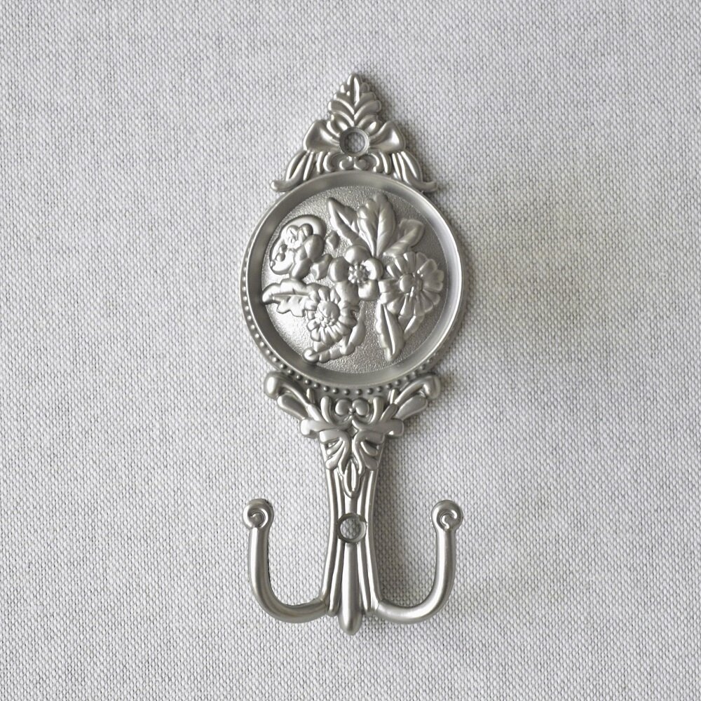 Крючок-держатель 2 шт декоративный настенный в стиле ампир для шторных подхватов, цвет серебристый