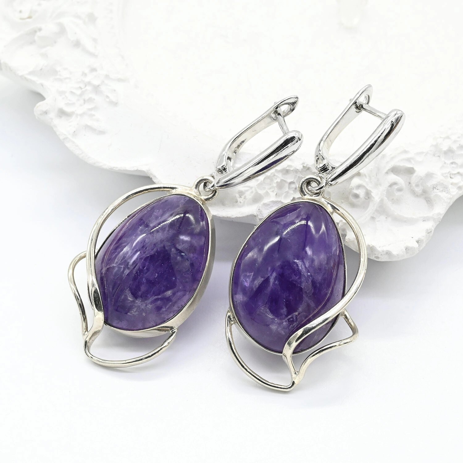 Серьги, аметист