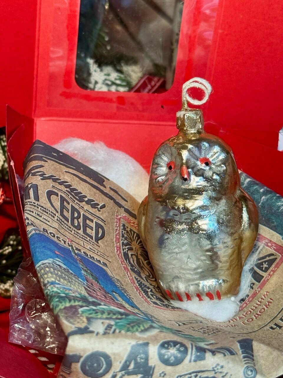 Свеча новогодняя игрушка сова, советская игрушка, свеча восковая, интерьерная свеча