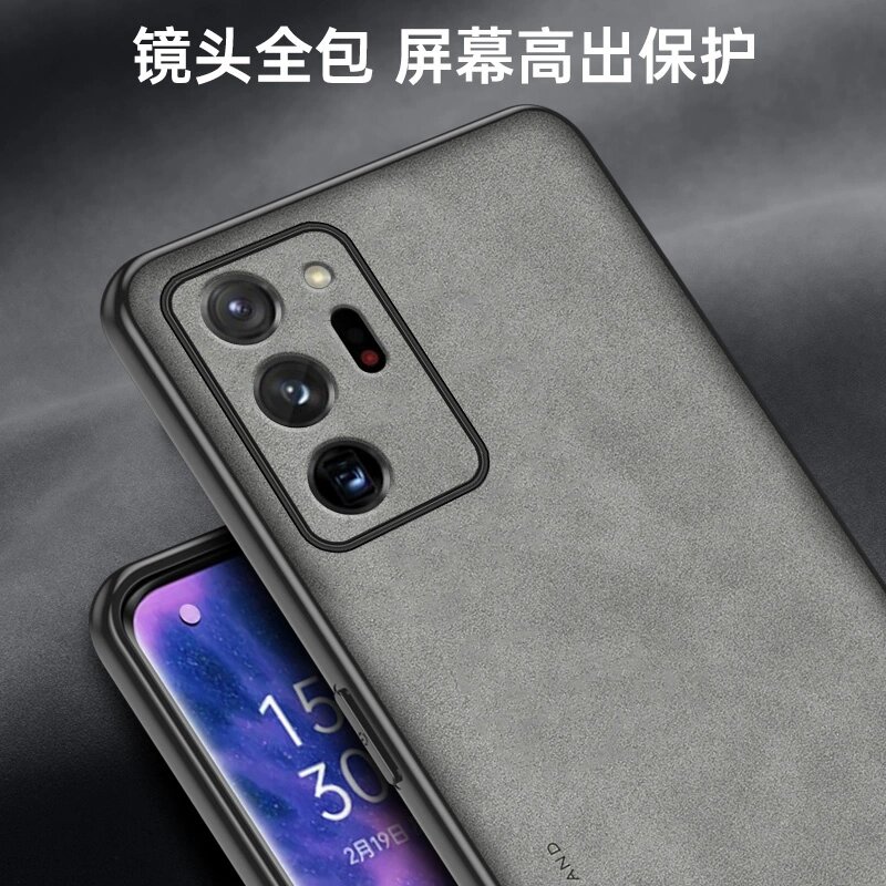 Чехол из натуральной кожи для Samsung Galaxy Note20 Ultra с полной защитой камеры, графитово-черный