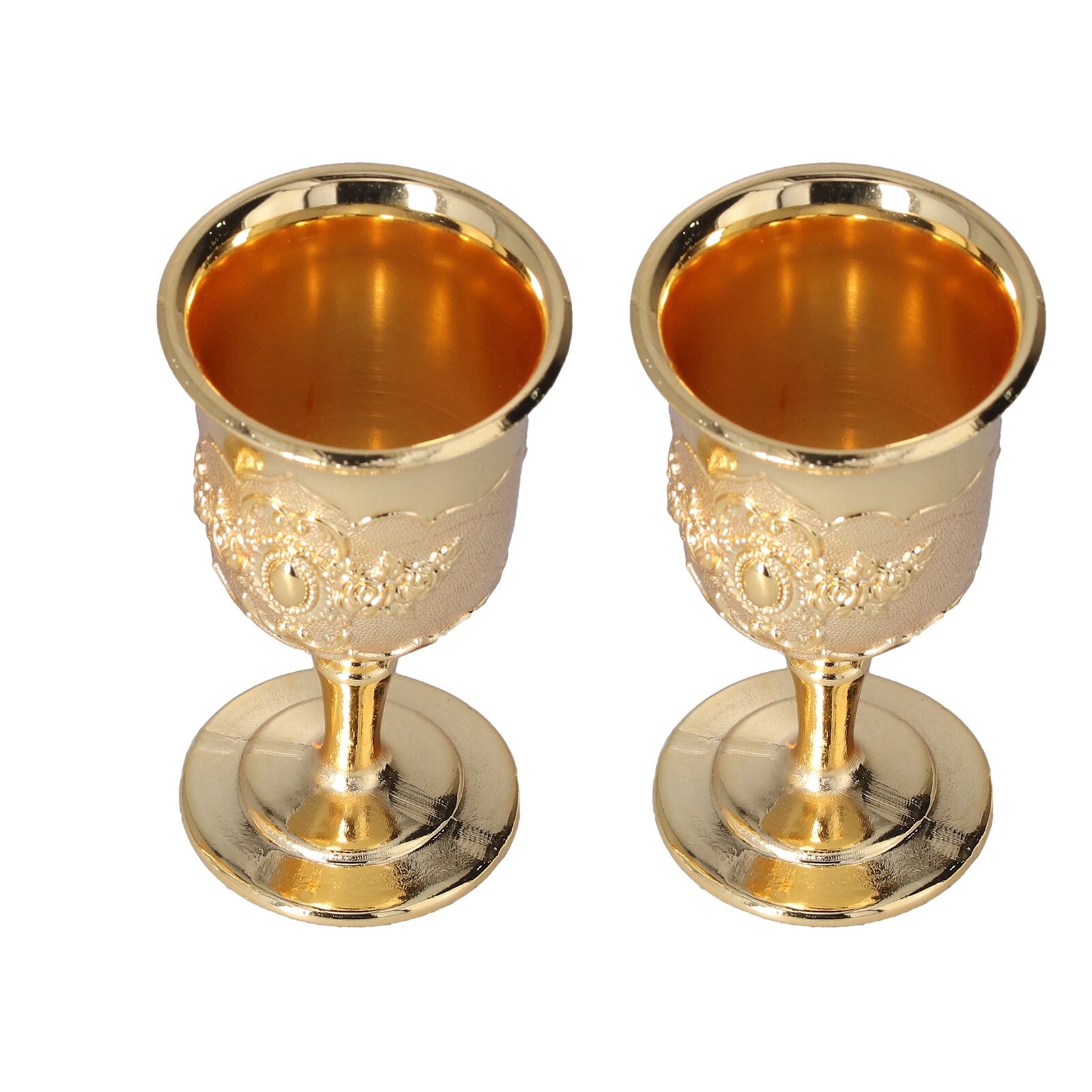 2Pcs Goblet European High Grade Golden Retro Ornaments for Traveling Decoration Collection