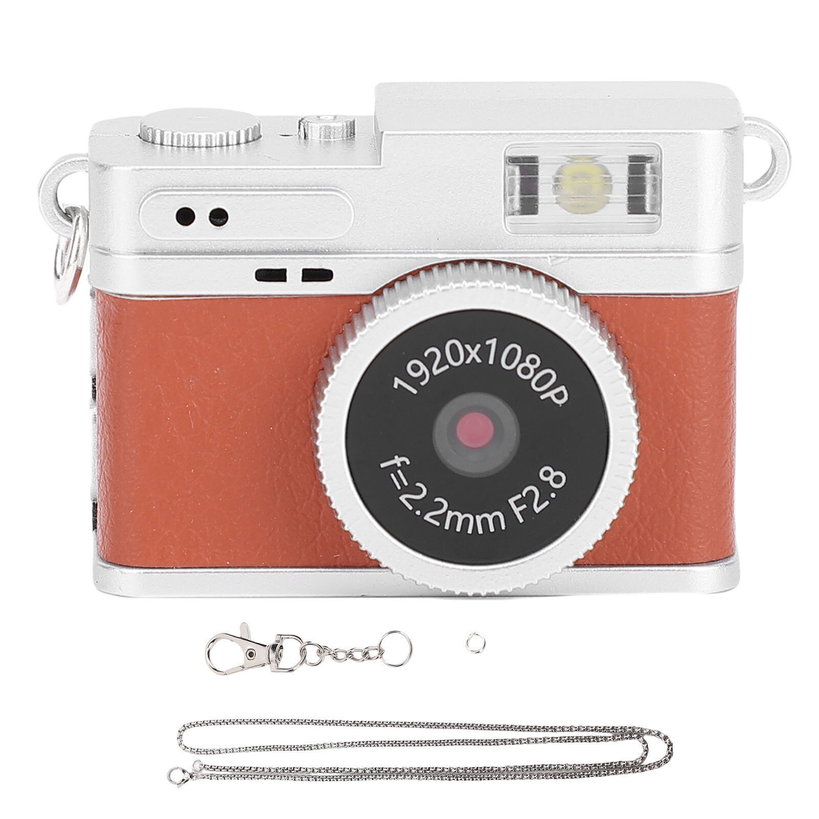 Цифровая камера для ключей с цепным ожерельем Flash Light 1080p HD Небольшой компактный портативный видео Recorder для записи путешествий коричневый