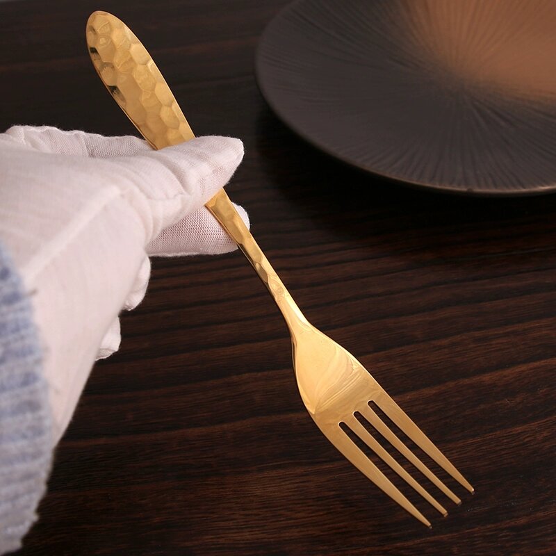 Ложка из чистой меди, палочки для еды и вилка, набор из трех предметов для дома, стильная ложка для еды для взрослых,