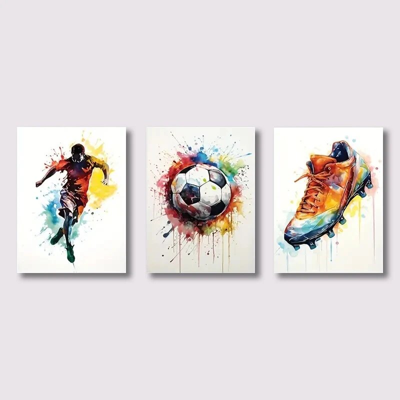 Набор из 3 декоративных плакатов с футболом HALFLEMART CJ51576-3PCS, 30x40cm