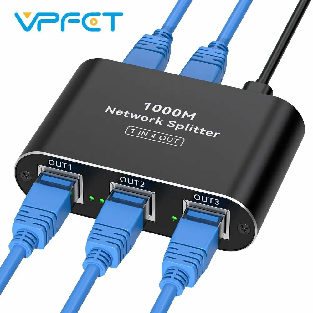 Сетевой коммутатор 4 порта 1000 Мбит/с Lan-разветвитель 1 на 4 Gigabit RJ45 Ethernet-коммутатор с USB C-кабелем питания