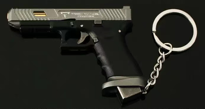 Брелок Glock 34, металл, с функцией разборки и сборки, черный с контрастными вставками