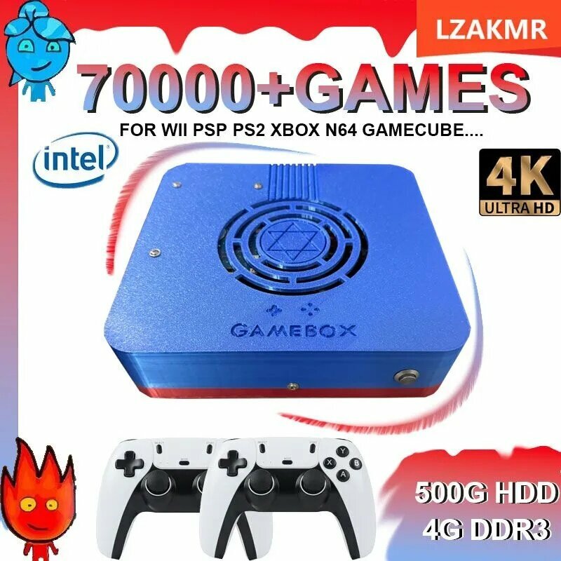 Двухсистемный игровой бокс GD10 Подключи и играй на Тv I3-3110M 500G HDD 70000+Игры Для Wii PS2 N64 PSP GameCube N64 Беспроводная ручка